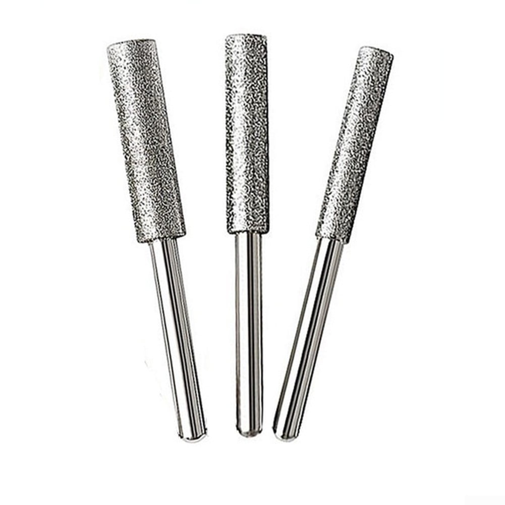3Pcs Diamond Coated Cylindrical Burr 4-5.5mm Chainsaw Sharpener Stone ...