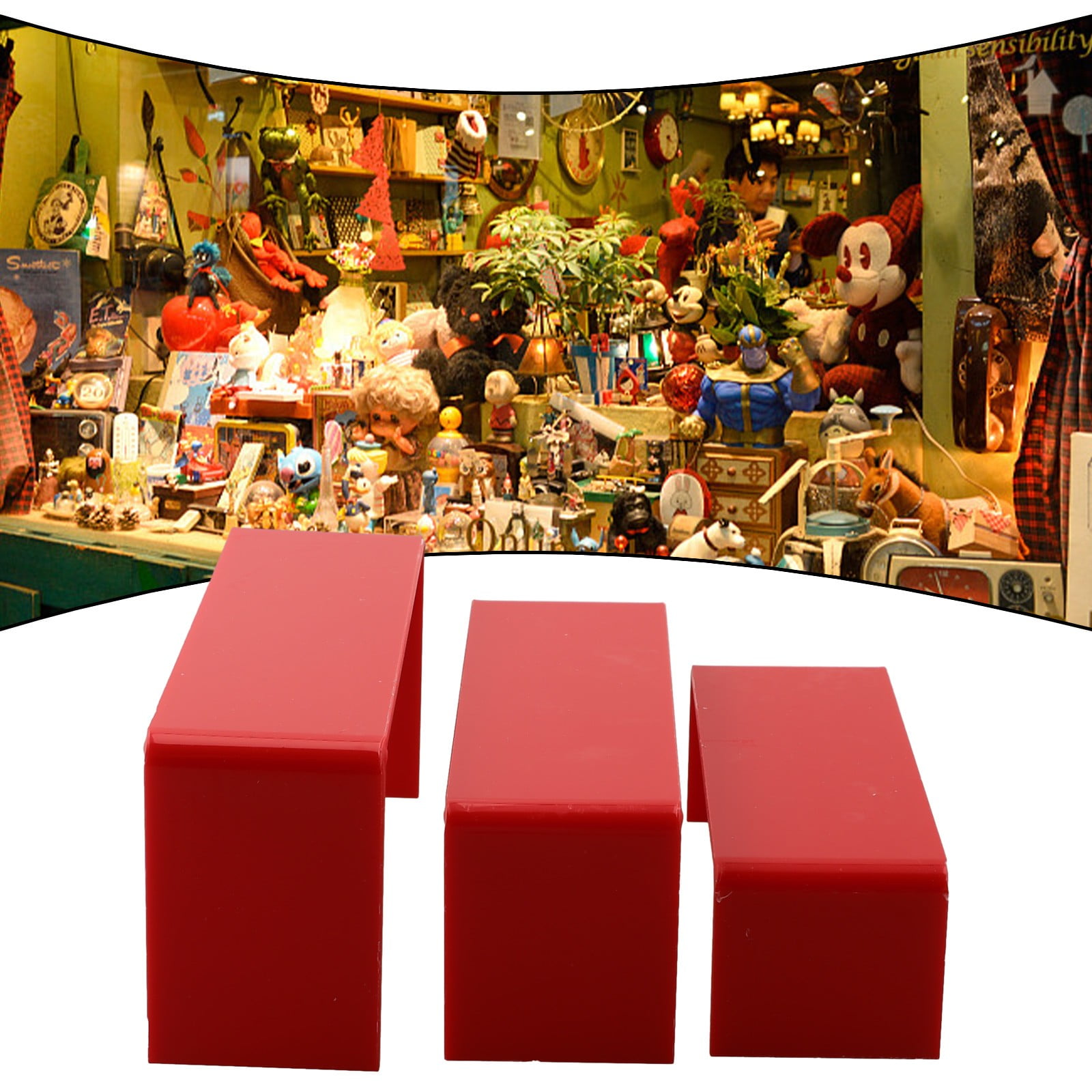 3Pcs Display Risers Rectangular Acrylic Showcase Collectibles Display ...