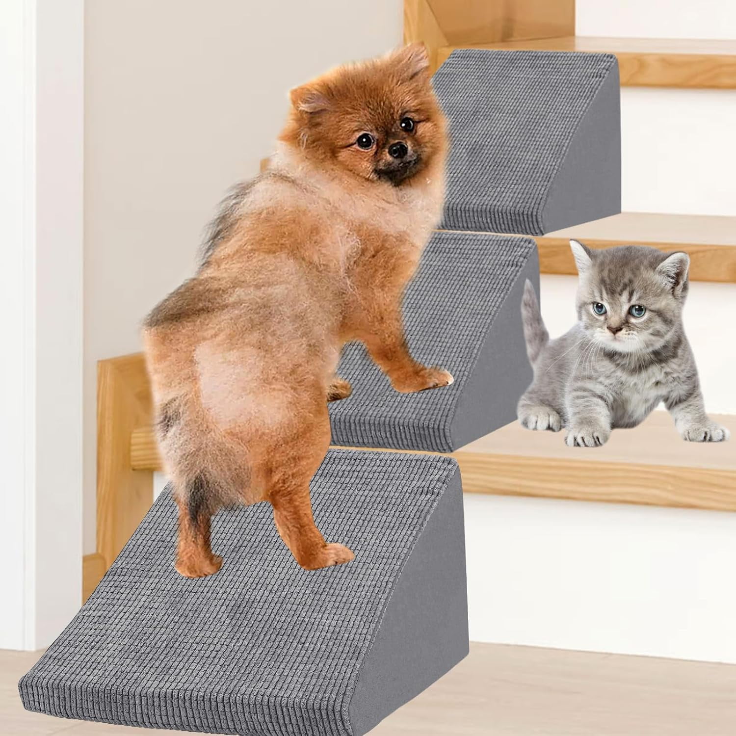 3Pcs Dog Ramp for Stairs for Small Dogs, Modular Foam Pet Stairs for ...