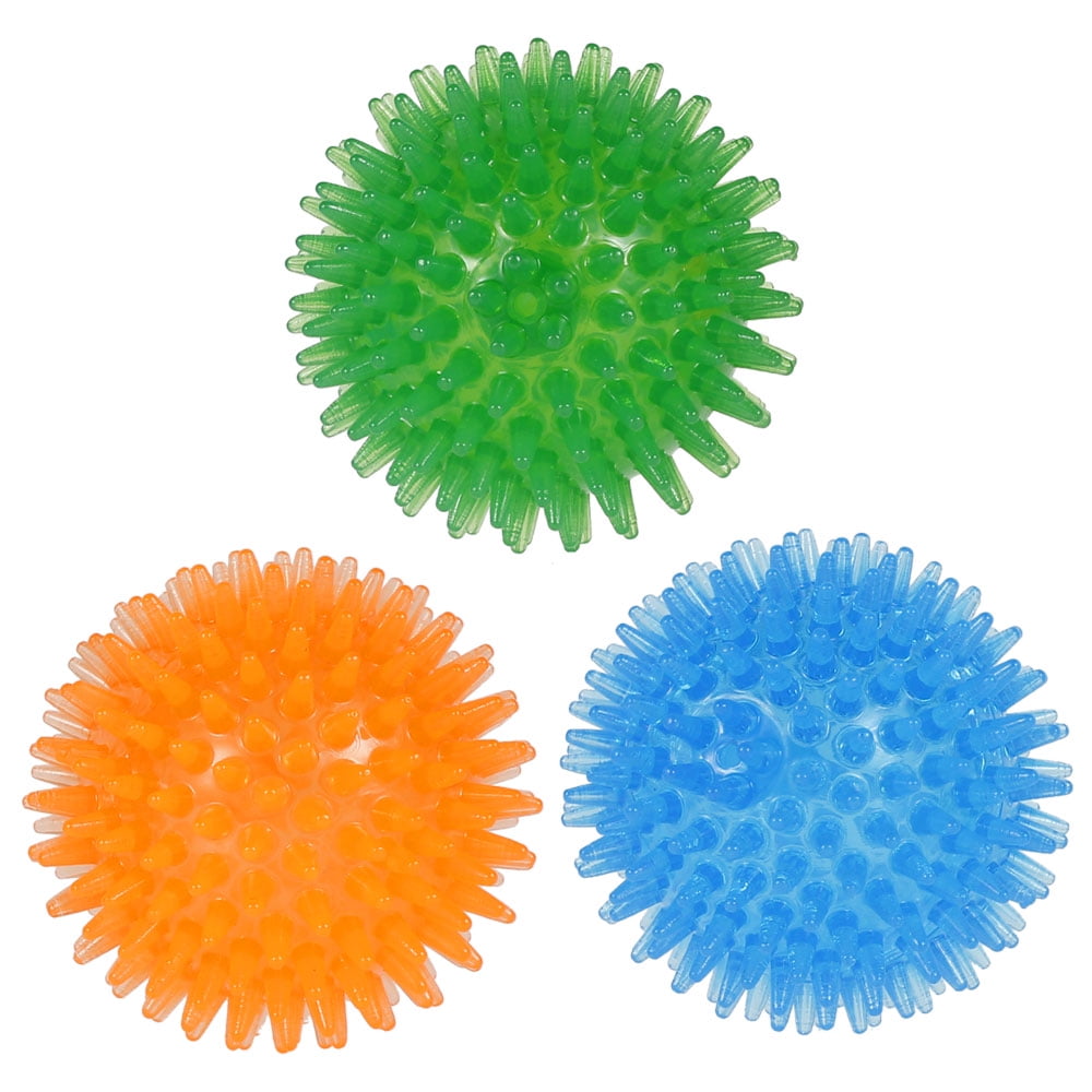 3Pcs Dogs Chew Spiky Ball Soft TPR Squeaky Dog Ball Toys Floatable Dog ...