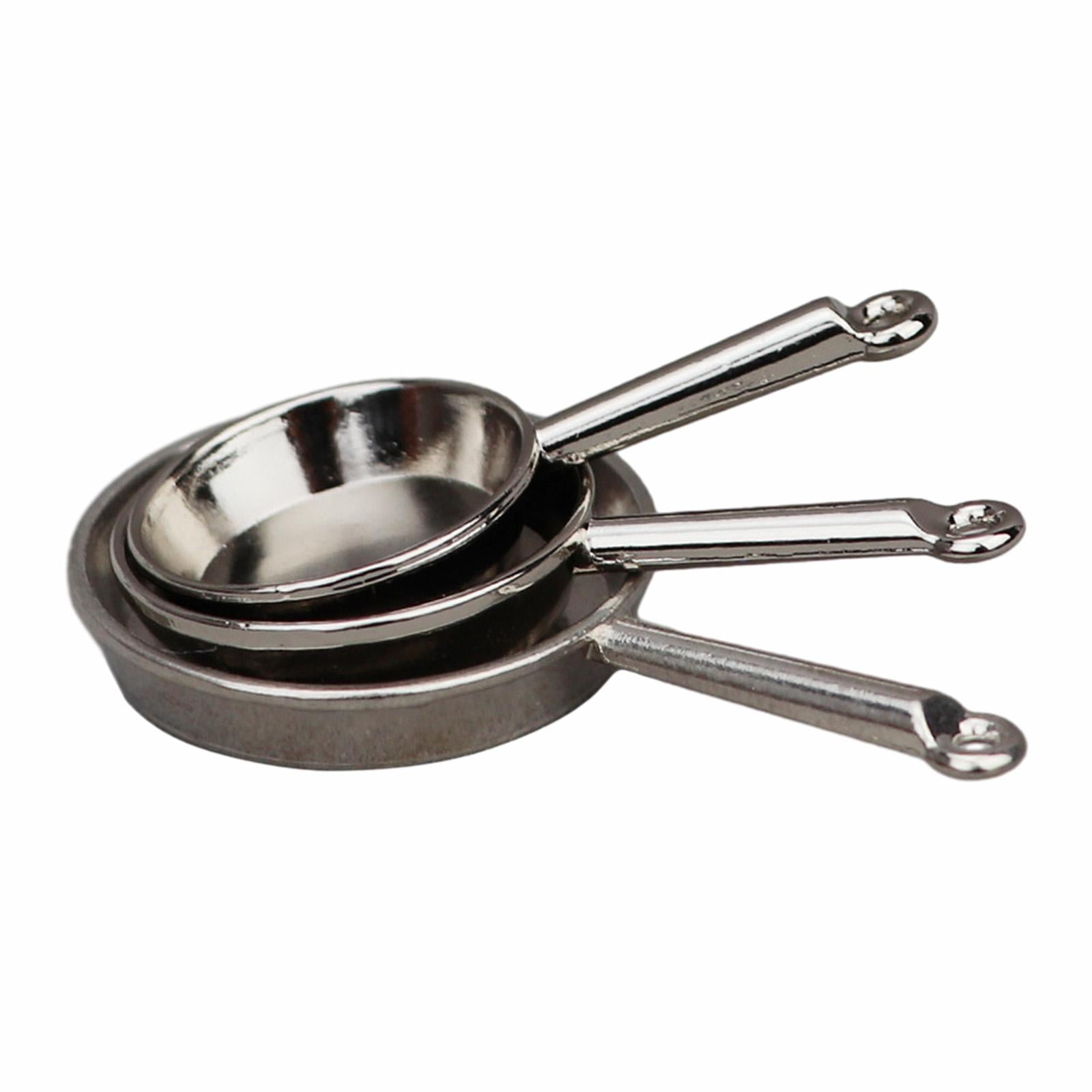 3Pcs Dollhouse Kitchen Cookware Set Miniature Metal Pans Party Supplies ...