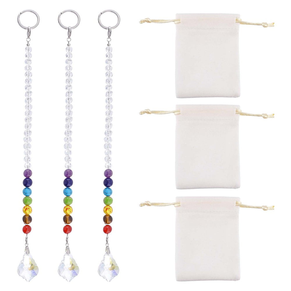 3Pcs Dowsing Pendulum Pendants Crystal Pendulums 24.5cm Healing ...