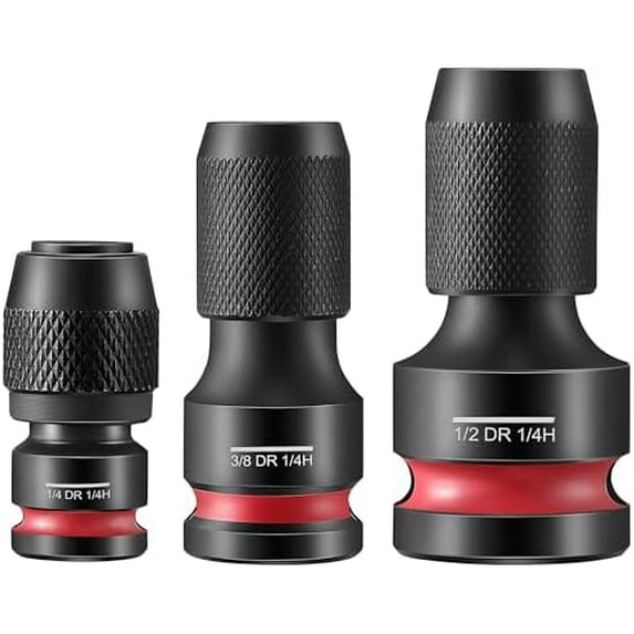 3Pcs Drill Bit Adapter for Impact Driver, 1/2 3/8 1/4 Inch Drive Female ...