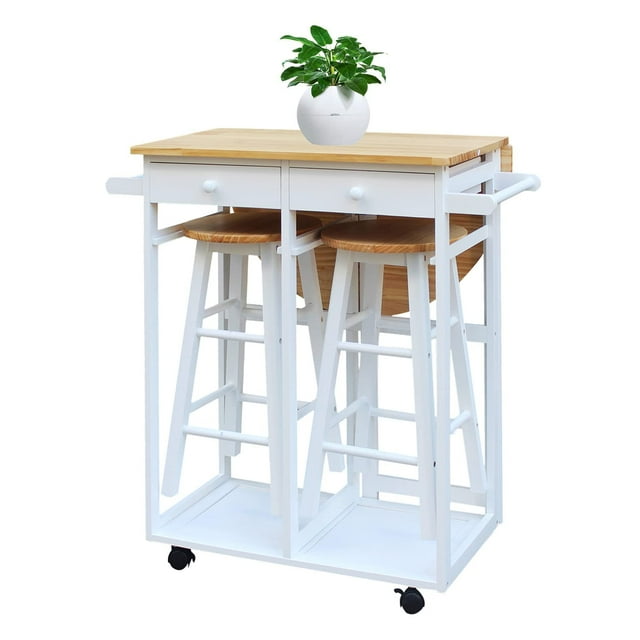 3Pcs Drop Leaf Table, Rolling Kitchen Tables for Small Spaces, Space ...