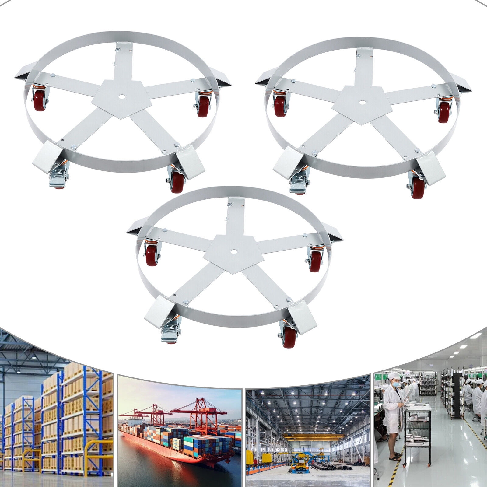 3Pcs Drum Dolly Q235 Steel Barrel Dolly Carts Drum Dolly with 5 Wheels 28.54*7.28in - Walmart.com