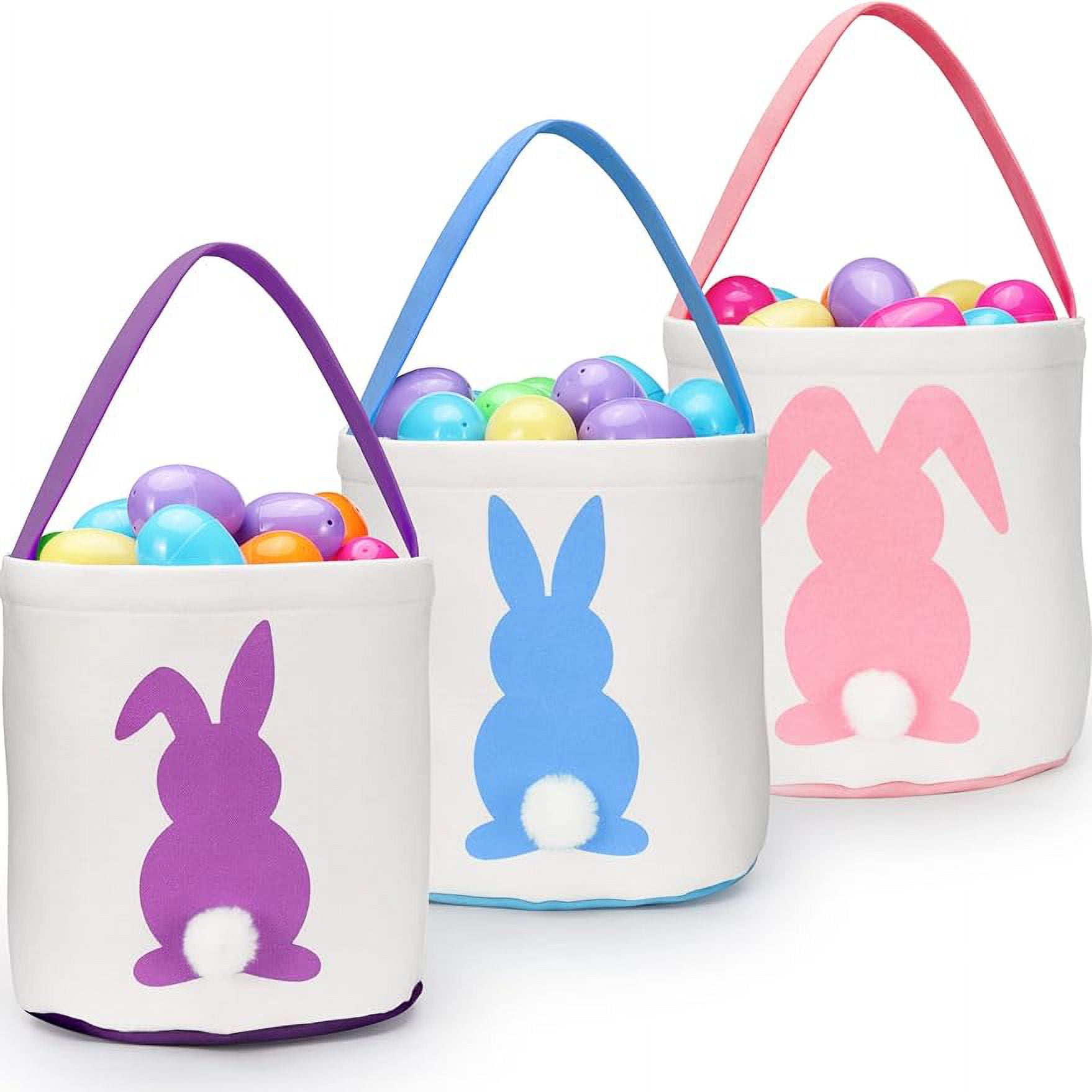 3Pcs Easter Baskets for Kids Empty, Easter Egg Hunt Basket with Handle ...