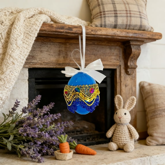 3Pcs Easter Egg Vacemry Easter 6cm Bow Ribbon Egg Pendant, Plastic ...