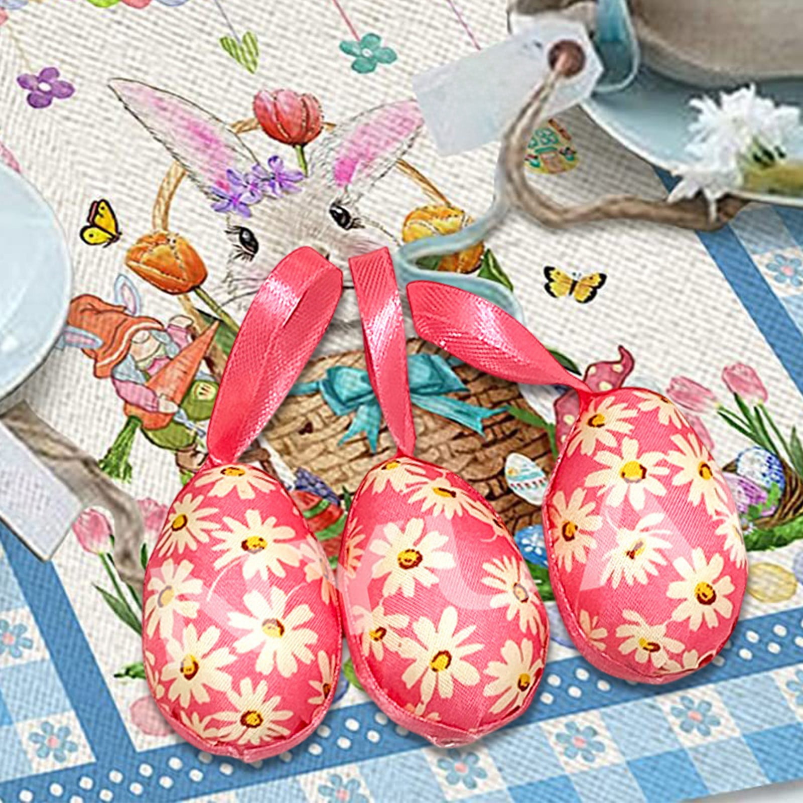 3Pcs Easter Hanging Eggs, Multicolored Plastic Egg Tree Ornaments ...