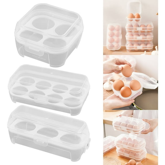 3Pcs Egg Storage Box Kadlawus Leakproof Egg Storage Box, Shockproof ...