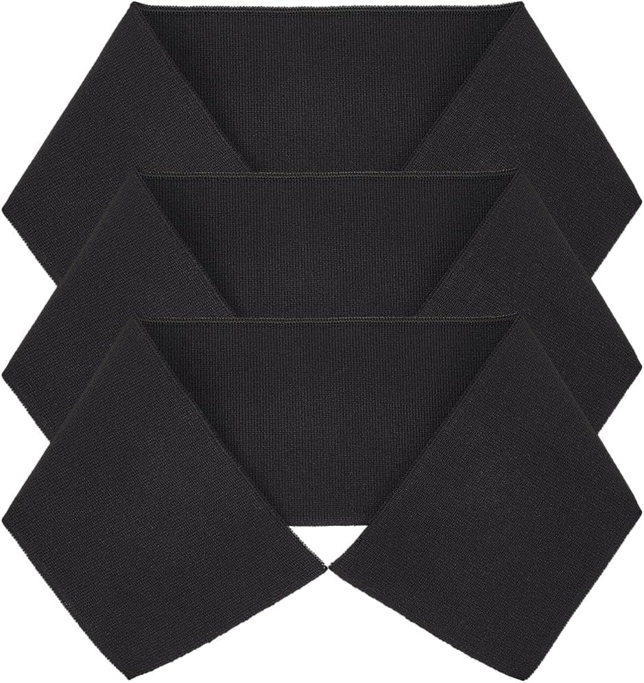 3Pcs Elastic Fiber Ribbing Fabric Black Knitted Waistband Knit Ribbed ...