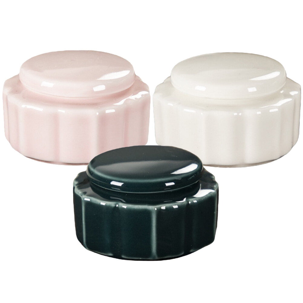 3Pcs Empty Ceramic Lip Balm Container Face Cream Jars with Lids Round ...