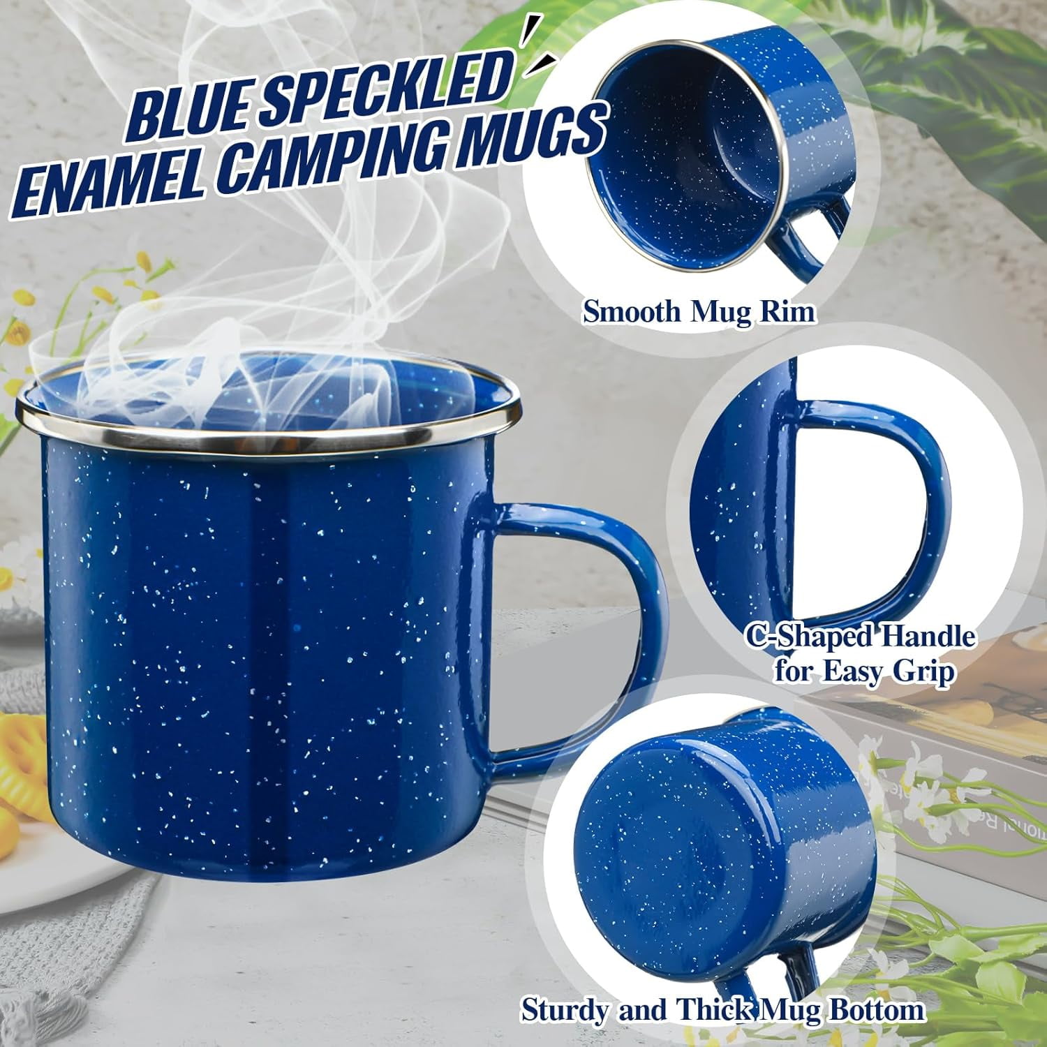 3Pcs Enamel Small Camping Coffee Mugs, Portable Vintage Tea Cups ...