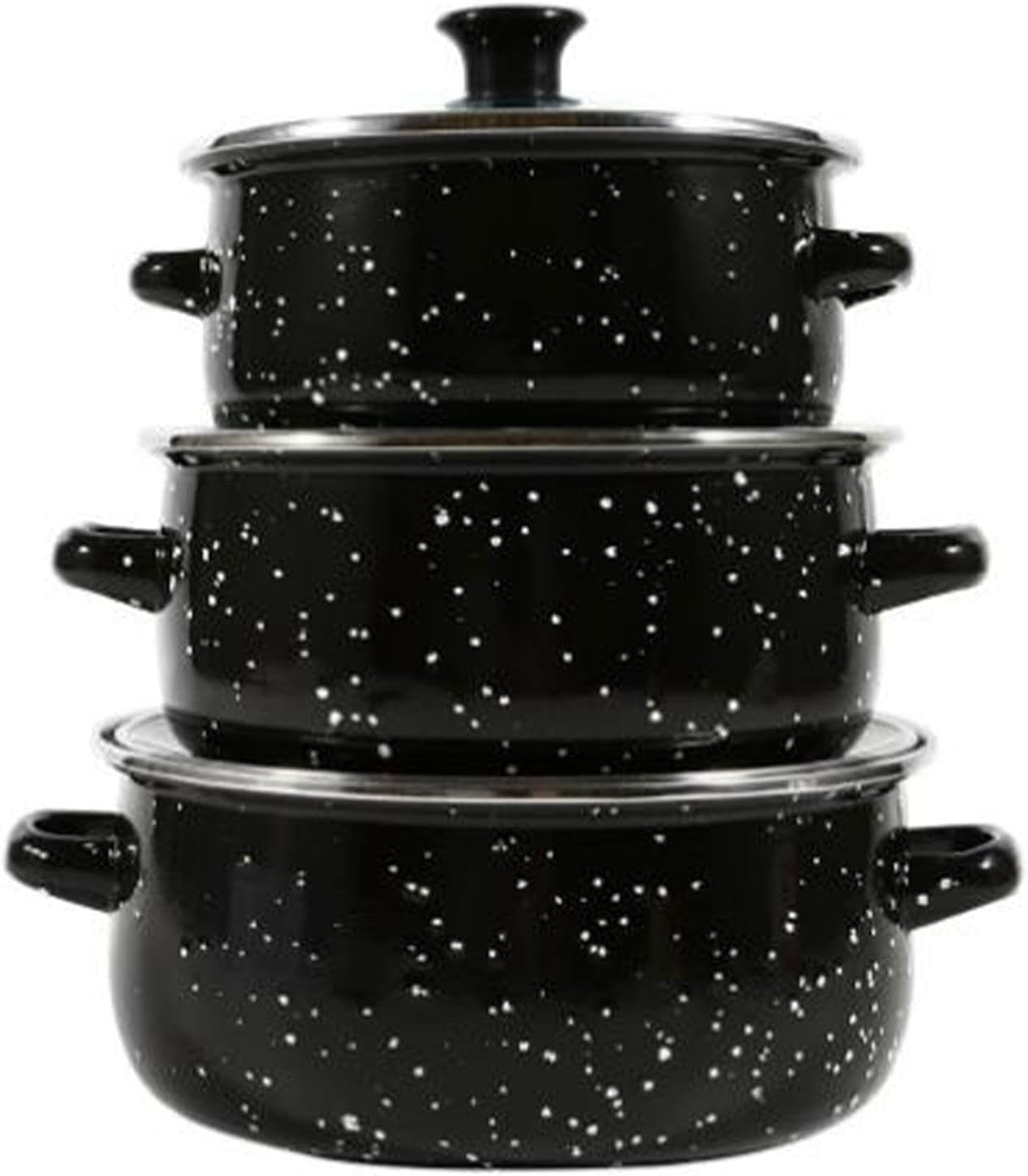 3Pcs Enamel Stockpot with Lid Cookware Heat Resistant Multiuse Easy to ...