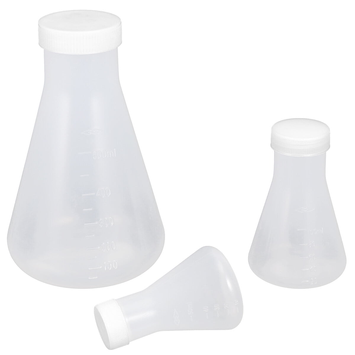 3Pcs Erlenmeyer Flasks Narrow Mouth Conical Flask with Screw Cap ...