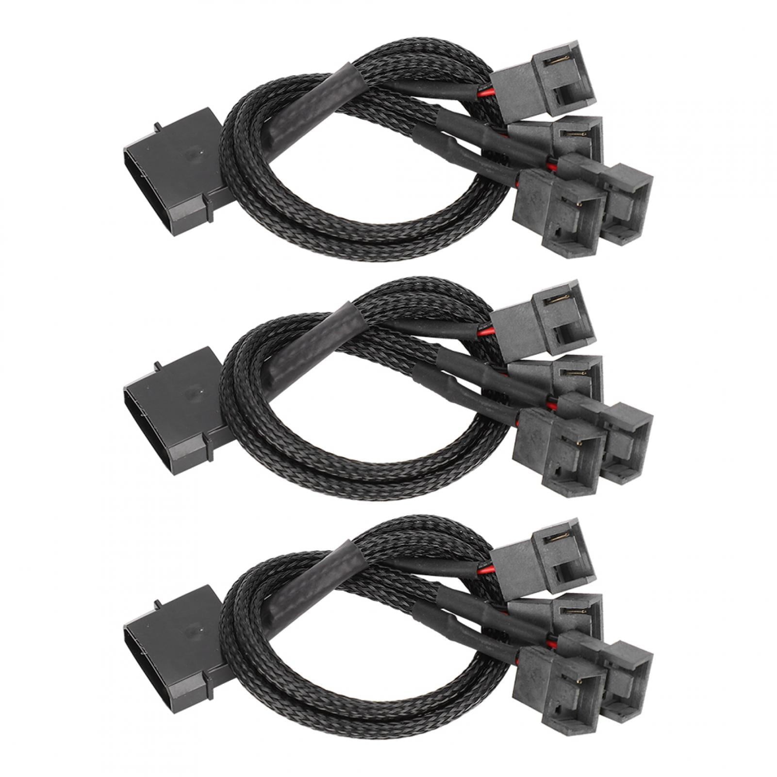 3Pcs Extension Cable 1 to 4 Splitter for Computer CPU Chassis Fan ...