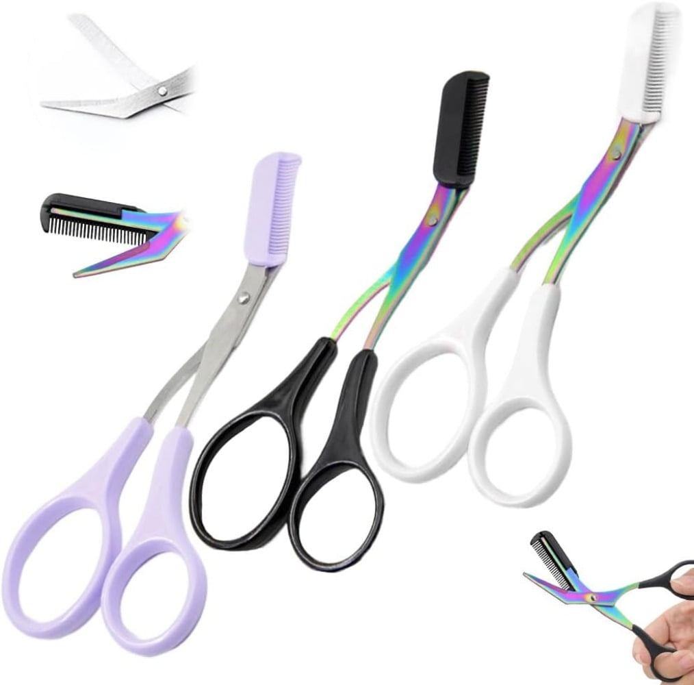 3Pcs Eyebrow Trimmer Scissor,Eyebrow Scissors with Comb Precision ...