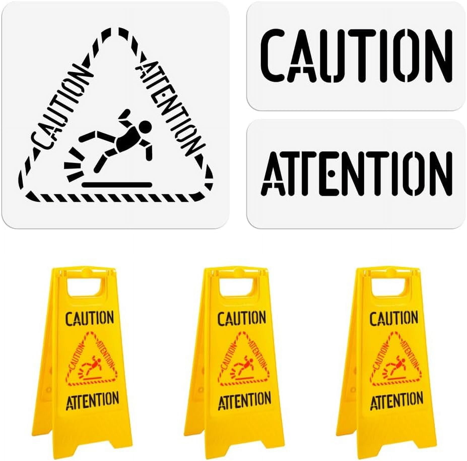 3Pcs Fall Warning Sign Painting Stencils Caution Attention Drawing ...