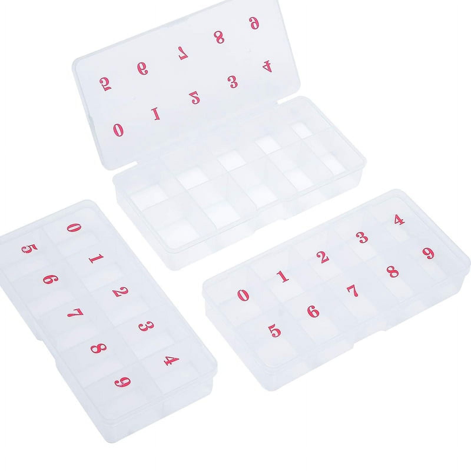 3Pcs False Nail Tips Transparent Storage Box with 10 Number Empty ...