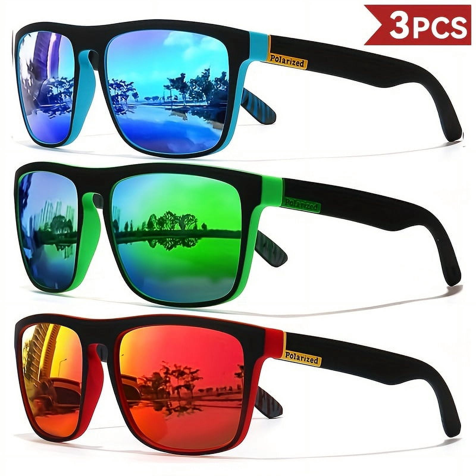 3Pcs Fantasy Cool Classic Polarized Square Fashion Glasses for Men and ...