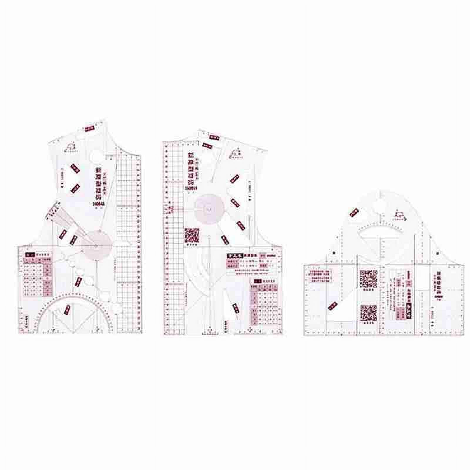 3Pcs Fashion Ruler Clothes Design, Sewing Pattern Making O Tools 1:5 ...