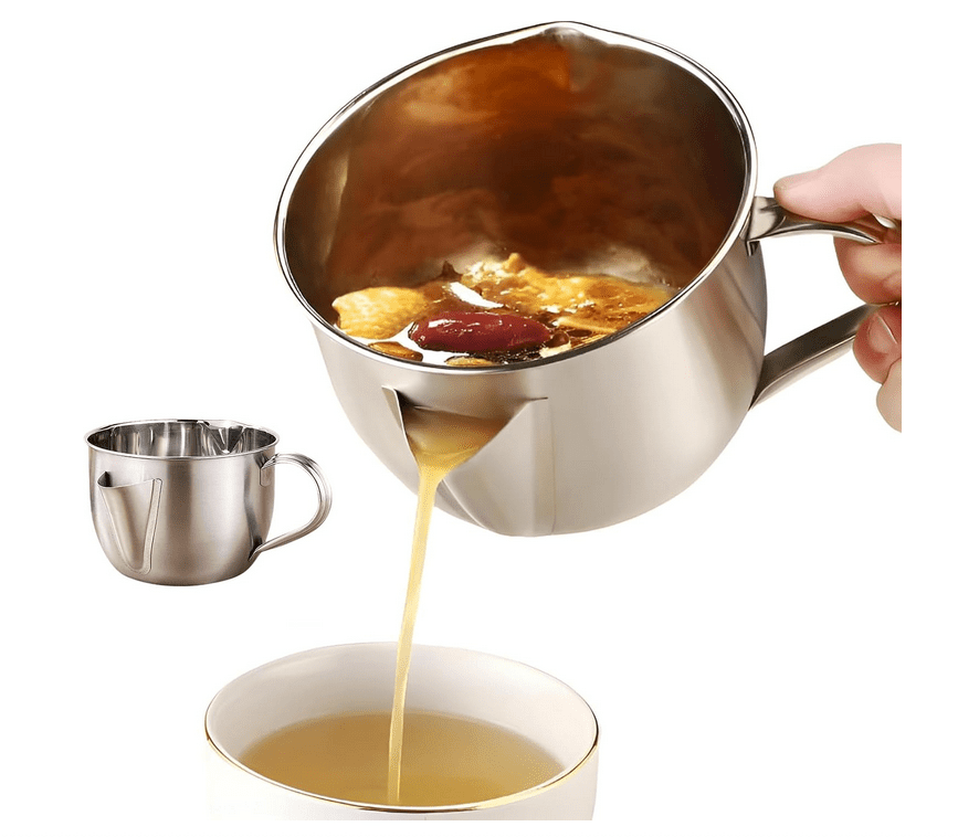3Pcs Fat Separator with Dual Spout Design - Stainless Steel Gravy ...