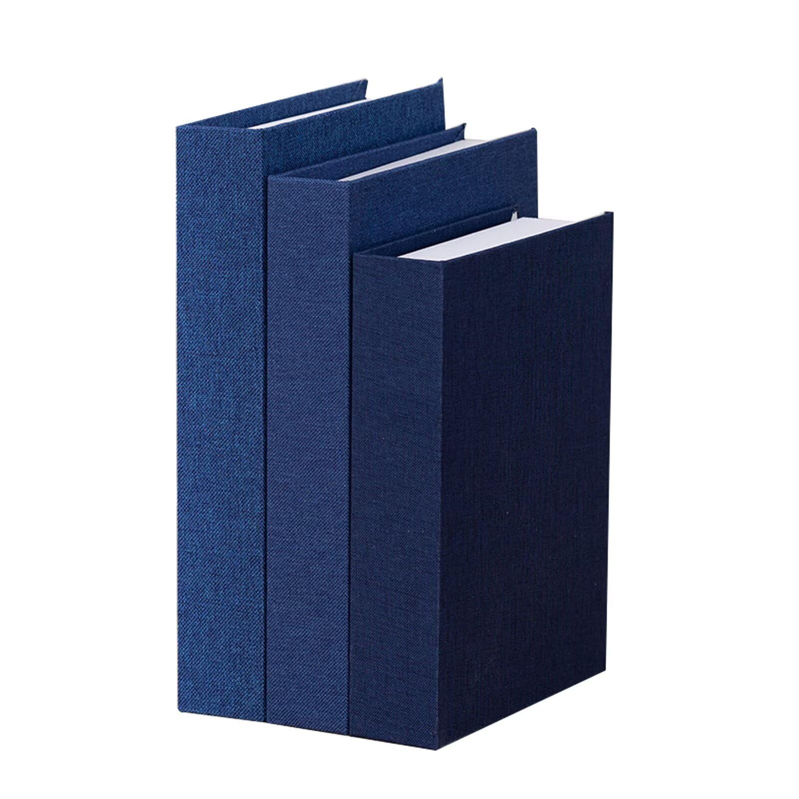3Pcs Faux Books for Decoration, Linen Fake Book Boxes Blank Stacked ...