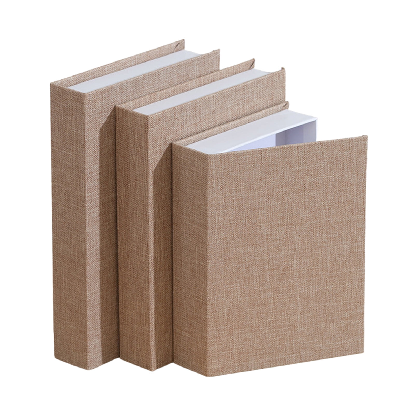 3Pcs Faux Books for Decoration, Linen Fake Book Boxes Blank Stacked ...