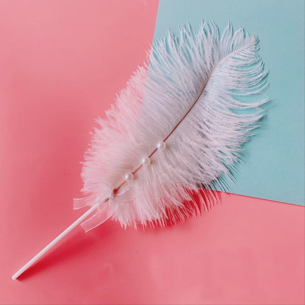 3Pcs Feather CakeEGSC Topper with Pearl Romantic Aesthetic Ostrich ...