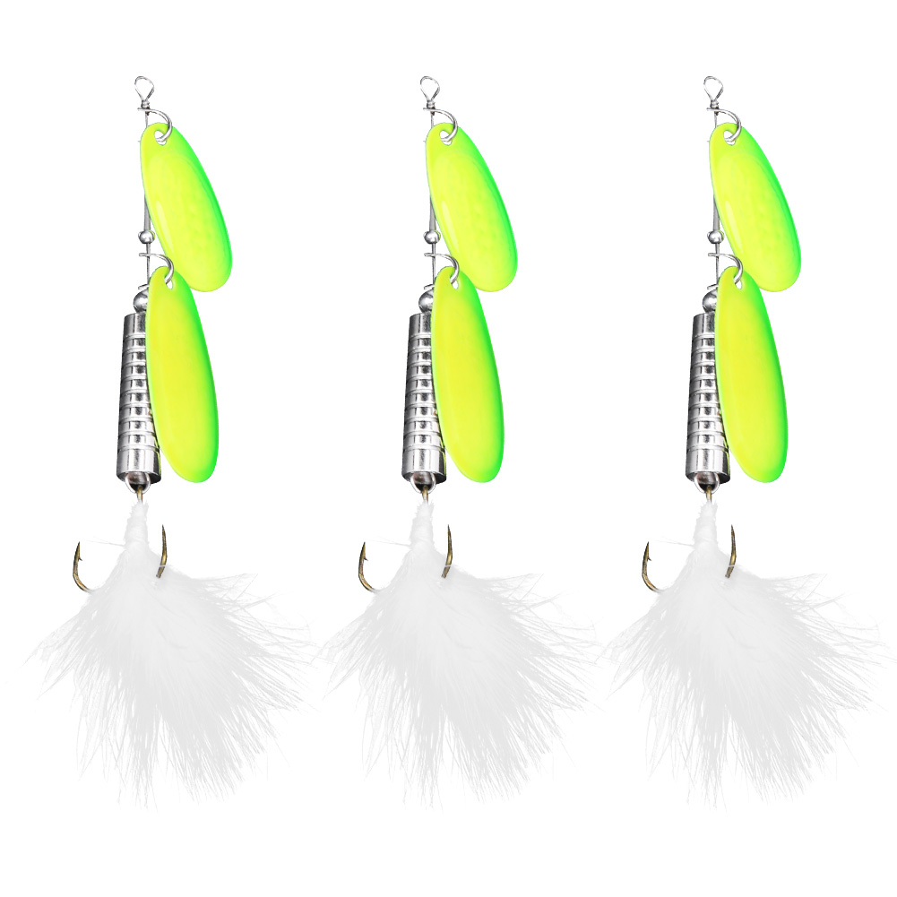 3Pcs Feather Fishing Lures Spinner Spoon Artificial Fish Baits with ...