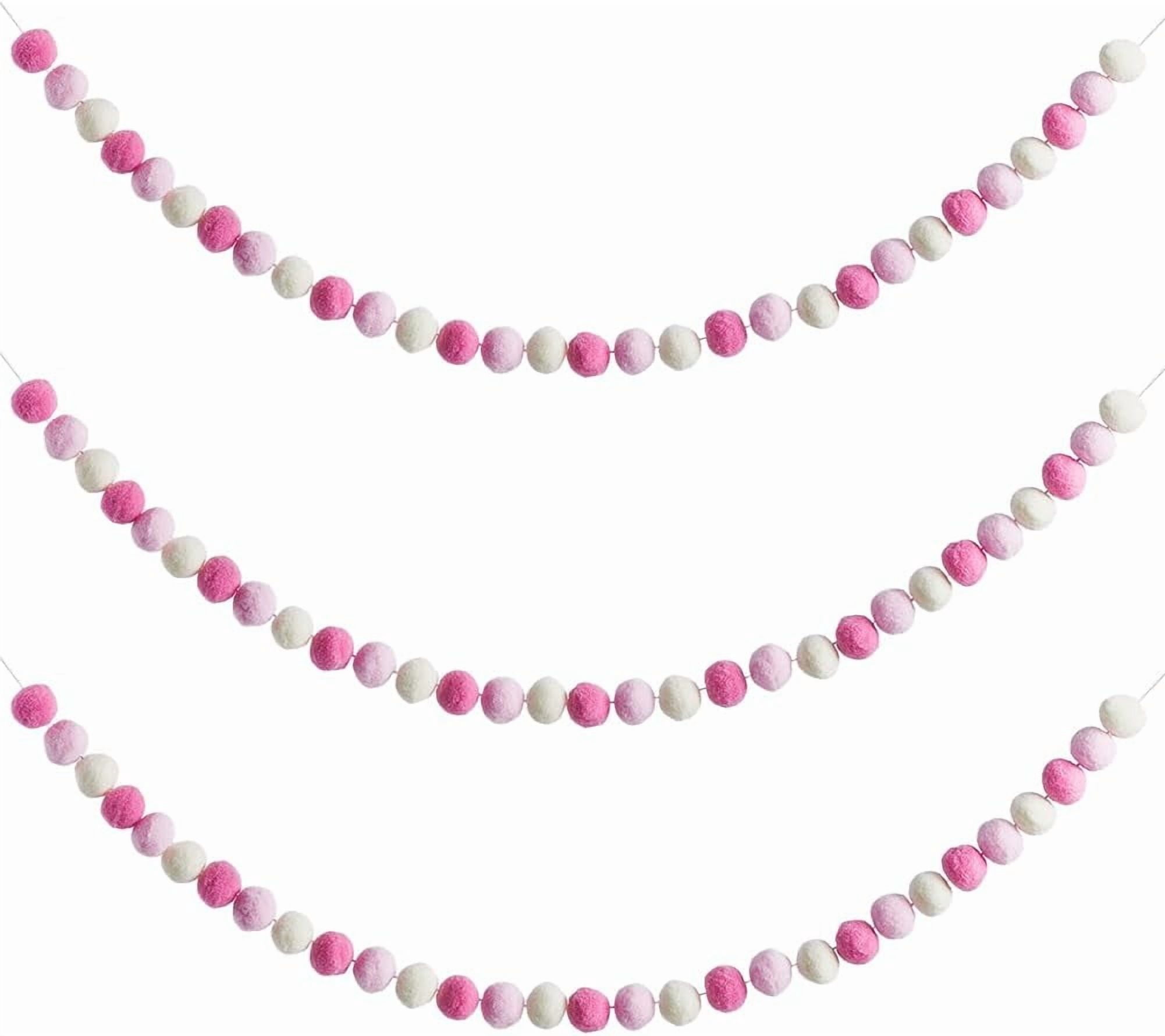 3Pcs Felt Ball Garland Misscrafts 7.88 Feet 30 Balls Pink Pom Pom ...