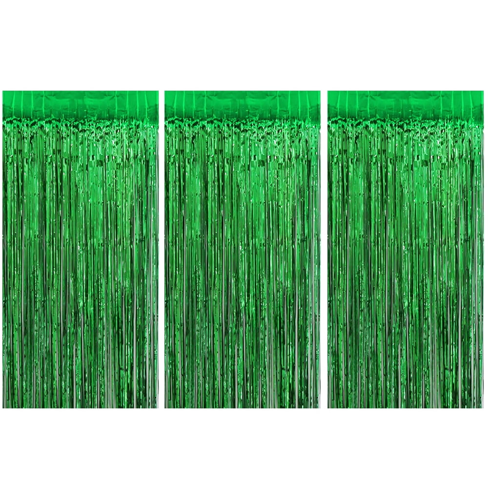 3pcs Festival Party Backdrops Green Tinsel Foil Fringe Curtain ...