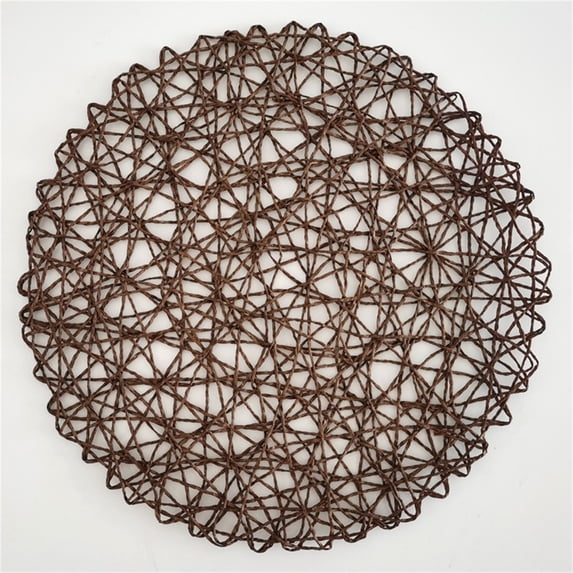 3Pcs Fine Paper Cord Placemat Round Random Braided Table Insulation Mat ...