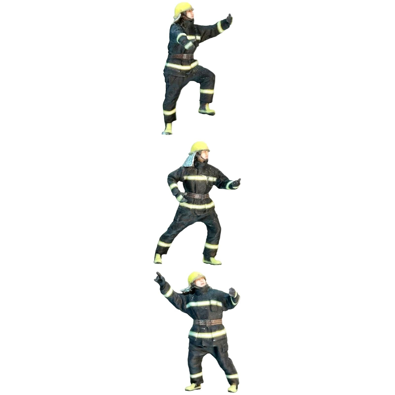3Pcs Firefighter Model People Figure Layout Collectible Resin Tiny ...
