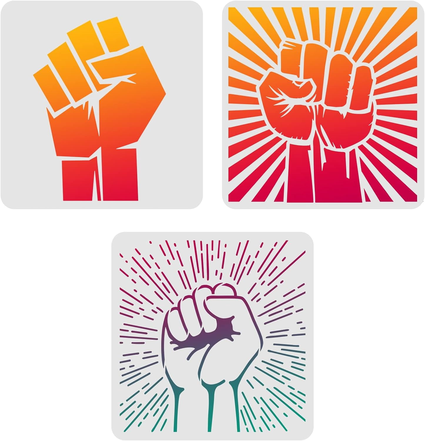 3Pcs Fists Drawing Painting Stencils Templates (11.8x11.8inch) Plastic ...