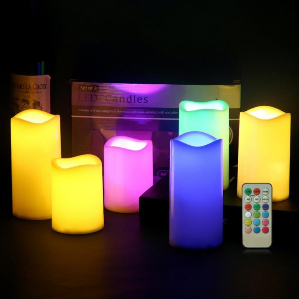 3Pcs Flameless Candles with Remote, Battery Powered LED Pillars Candles ...