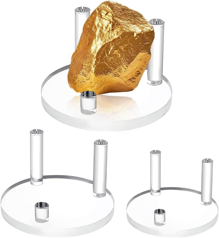 3Pcs Flat Round Rock Display Stand 3 Sizes Acrylic Display Easel Stands ...