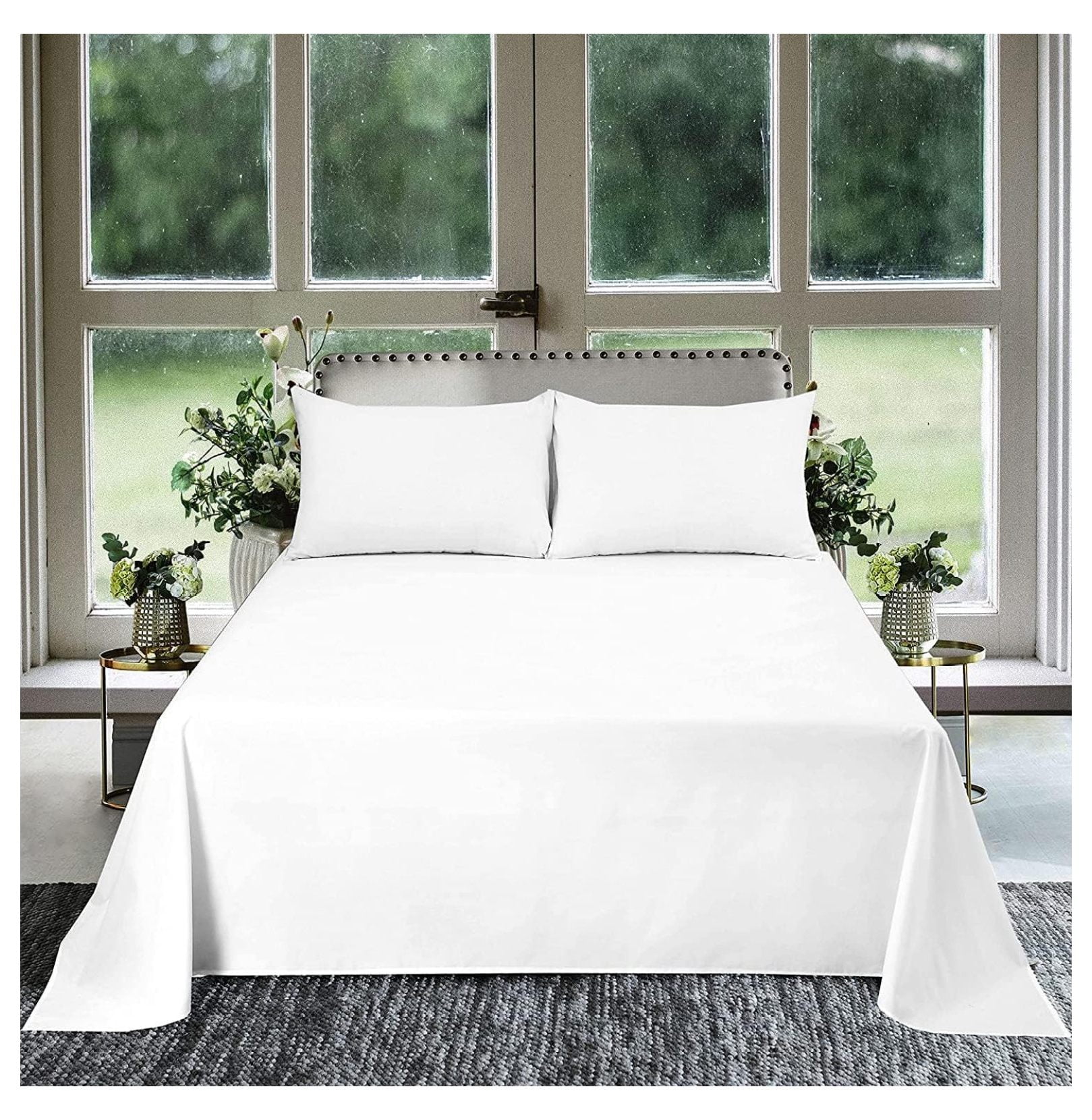 3Pcs Flat Sheet Alsakan King (132 x 120) 800 Thread Count 100% Egyptian ...