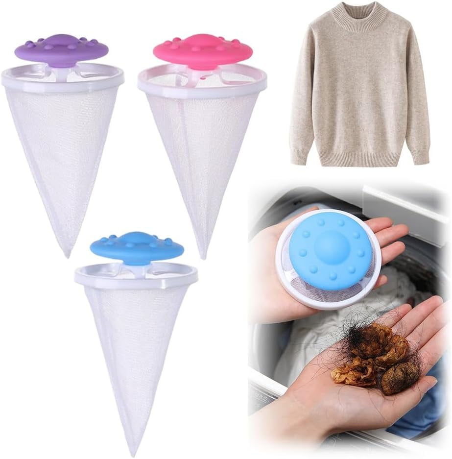 3Pcs Floating Hair Filtering Mesh Removal, 2025 New Hair Catcher Washer ...