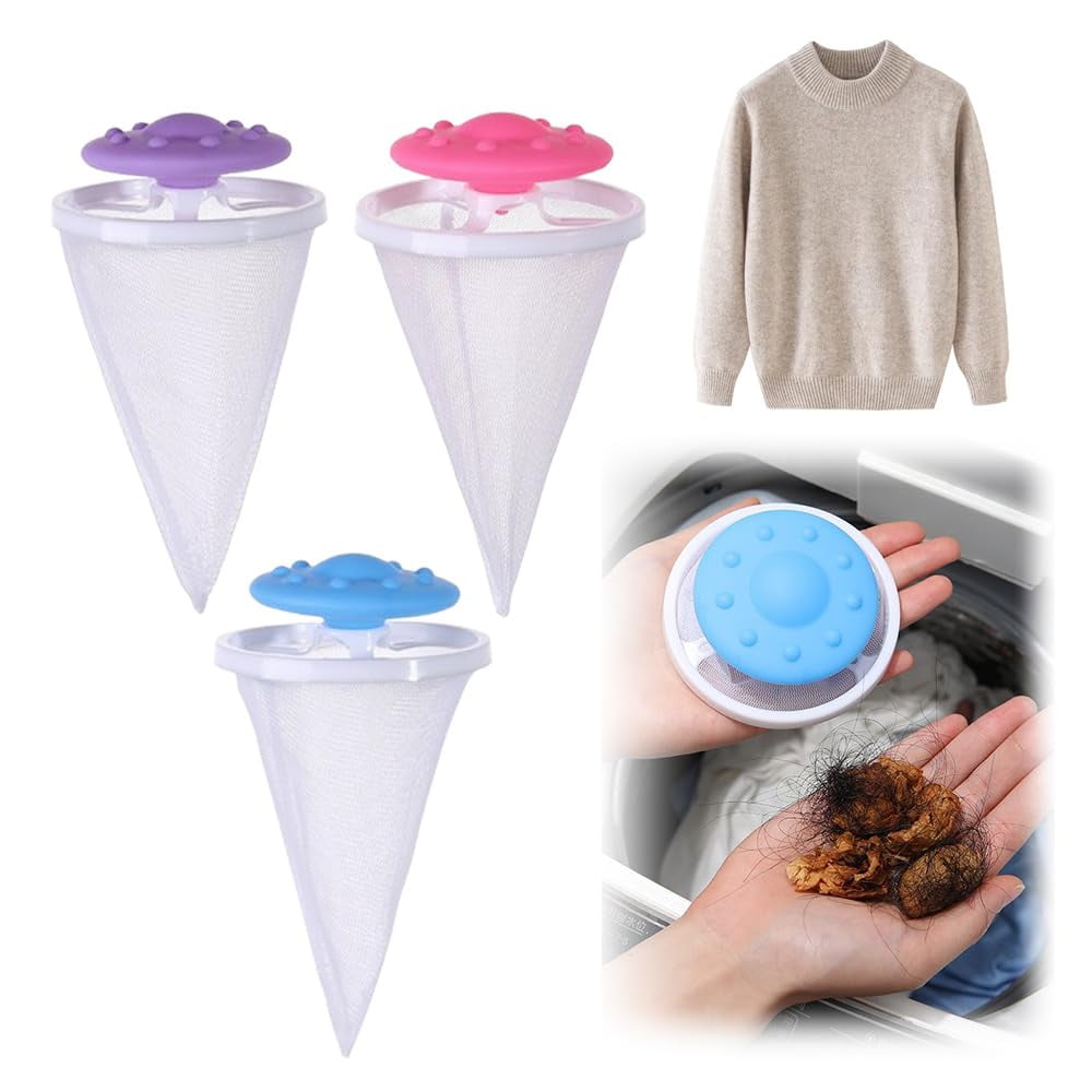 3Pcs Floating Hair Filtering Mesh Removal, 2025 New Hair Catcher Washer ...