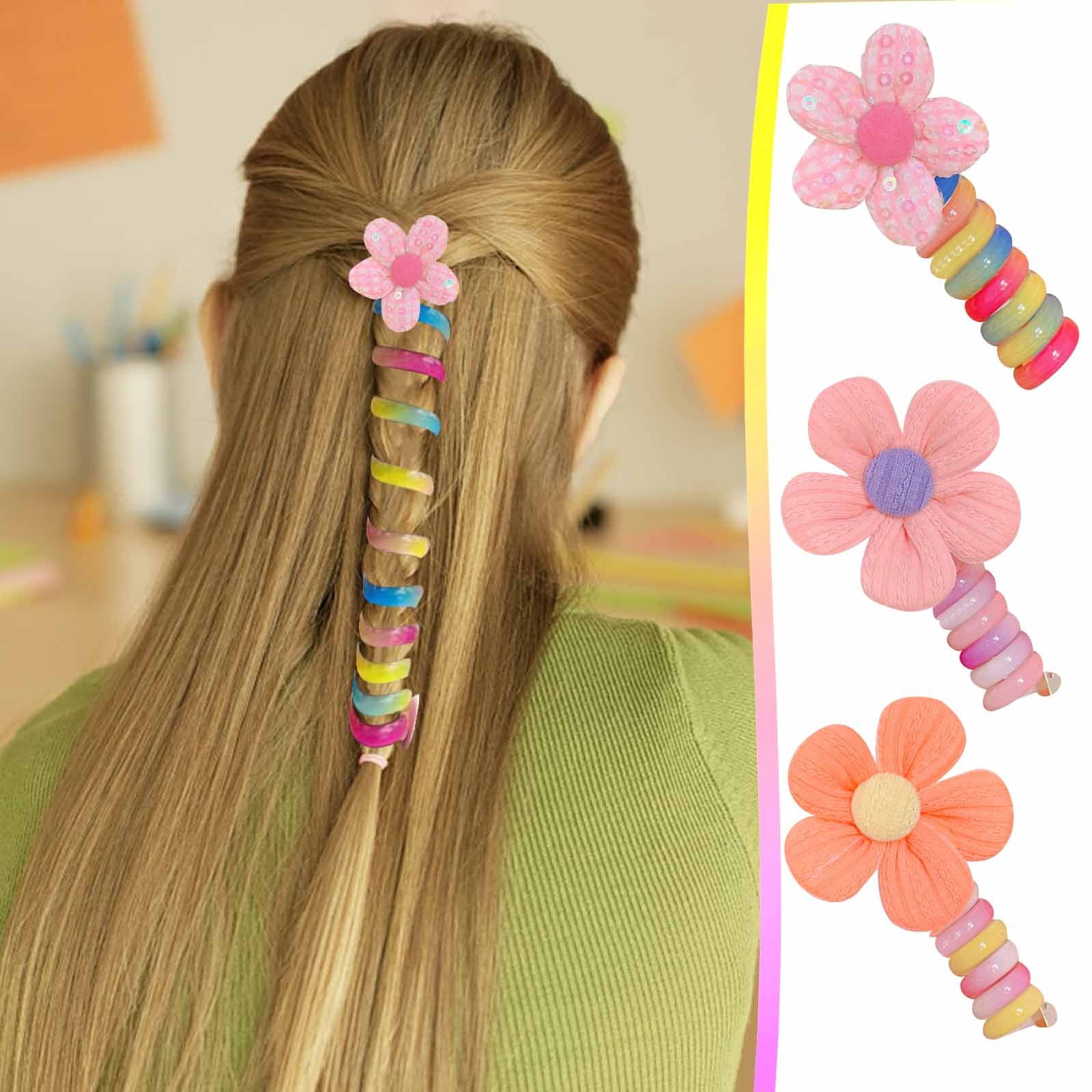 3Pcs Flower Hair Band Yannianjz Floral Hair Ring Head Rope, Cute Rubber ...