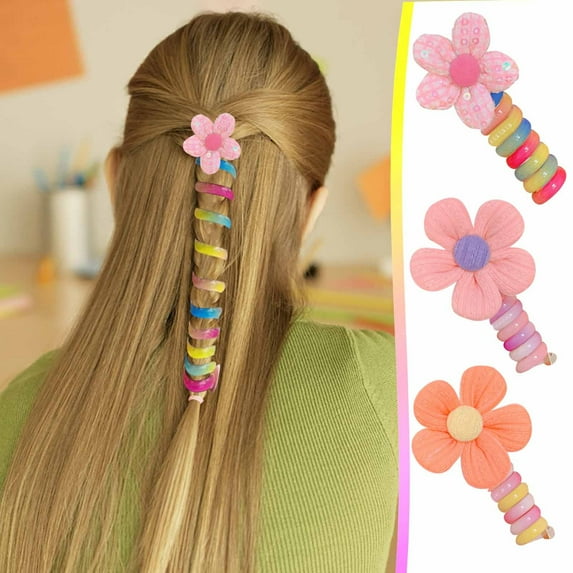 3Pcs Flower Hair Band Yannianjz Floral Hair Ring Head Rope, Cute Rubber ...