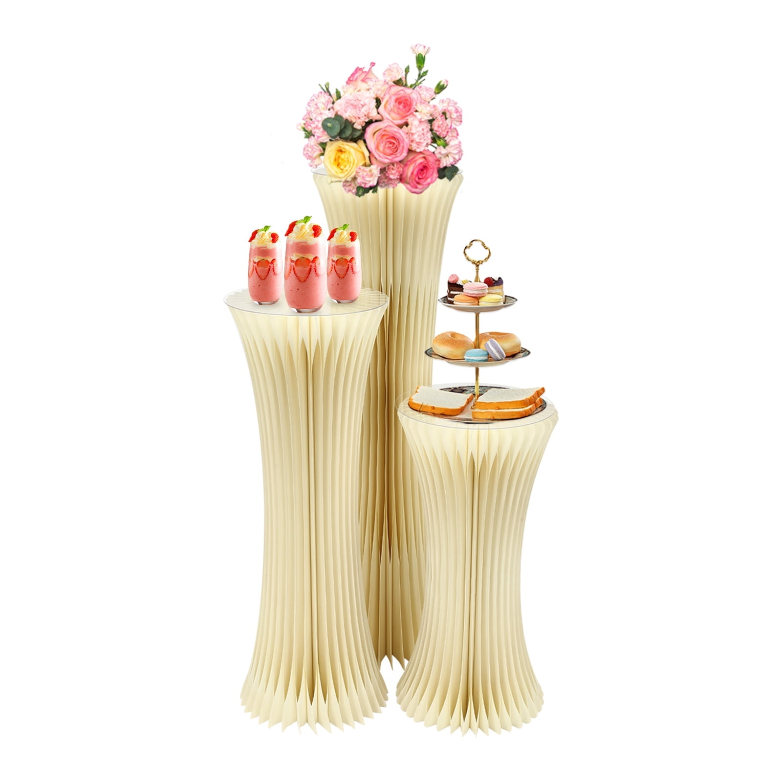 3Pcs Foldable Cylinder Pedestal Stands, Special Shape Cardborad Column ...
