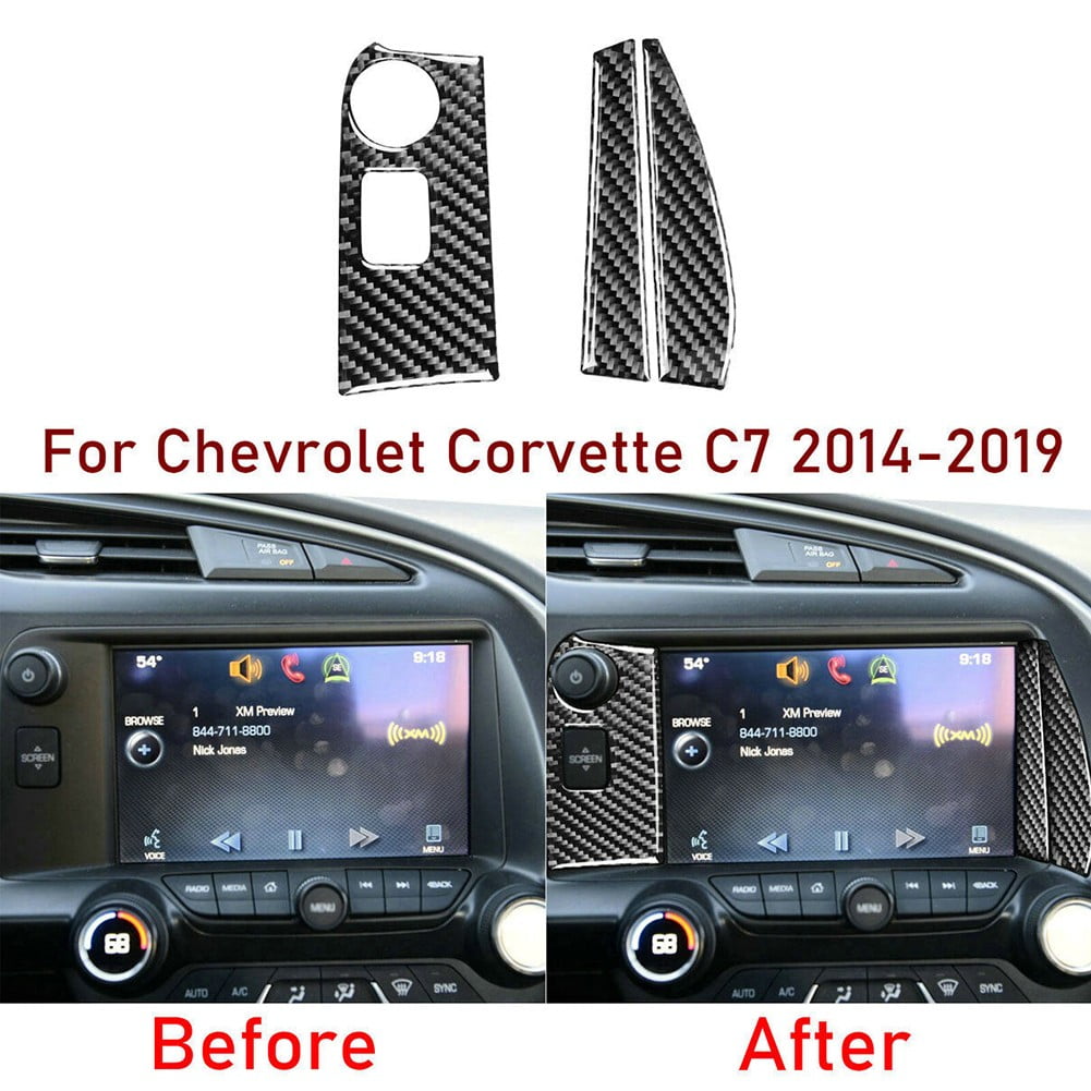 3Pcs For Chevrolet For Corvette C7 2014-19 Carbon Fiber Screen Accent ...