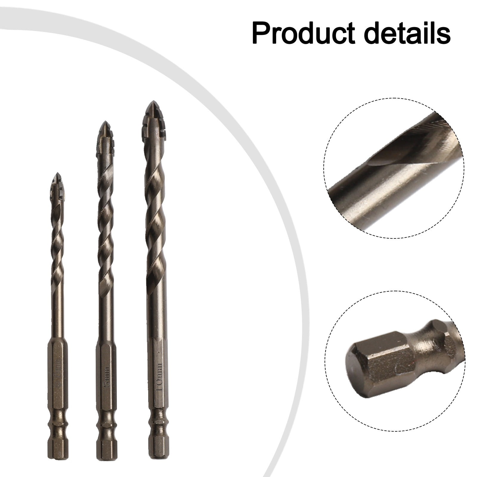 3Pcs Four-Edged Serrated Eccentric Drill Bit Set High Hardness ...