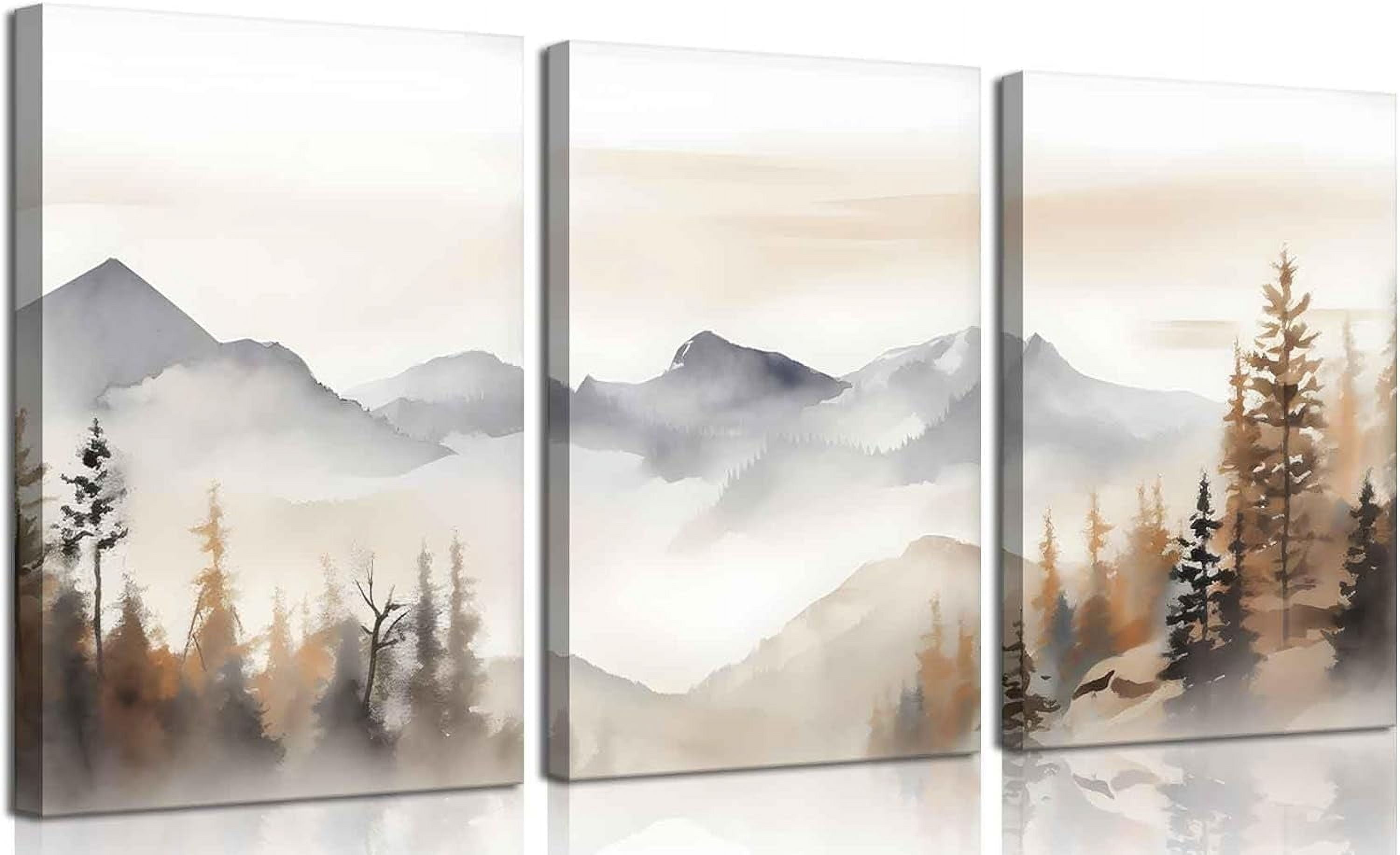 3Pcs No Neutral Mountain Canvas Wall Art Forest Landscape Posters ...