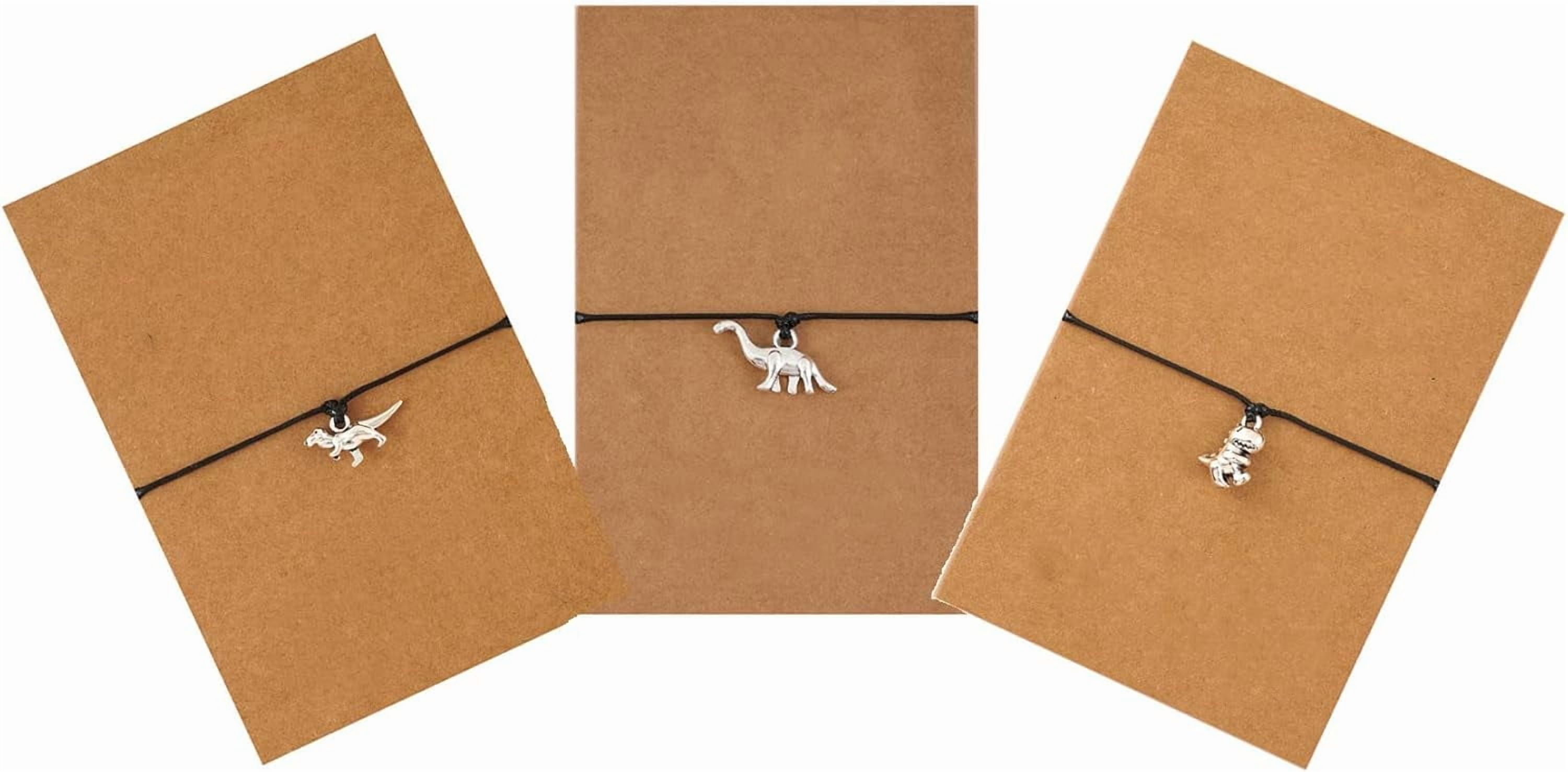 3Pcs Friendship Dinosaur Bracelet Set with Message Card Make a Wish ...
