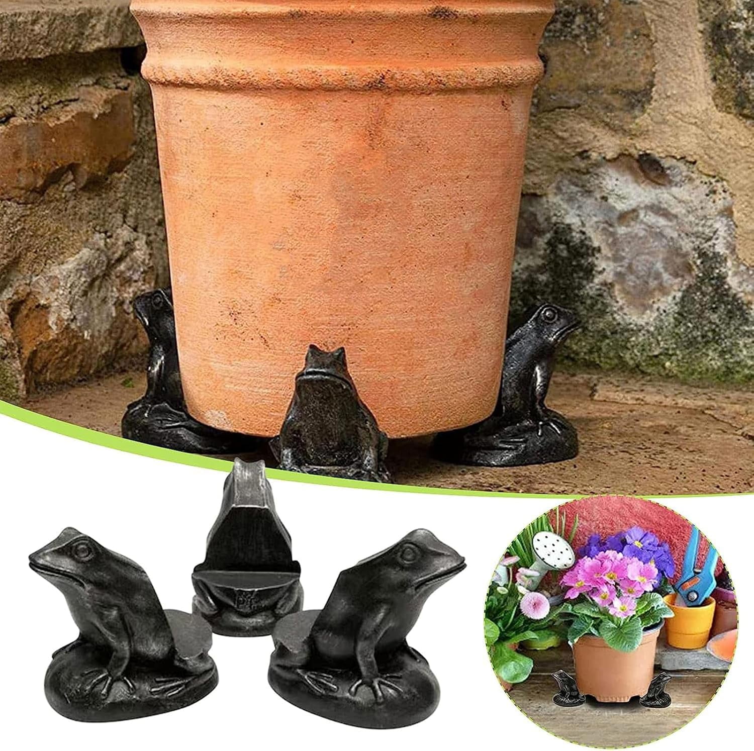 3Pcs Frog Resin Pot Decorative Feet, Plant Pot Support Feet for Outdoor ...