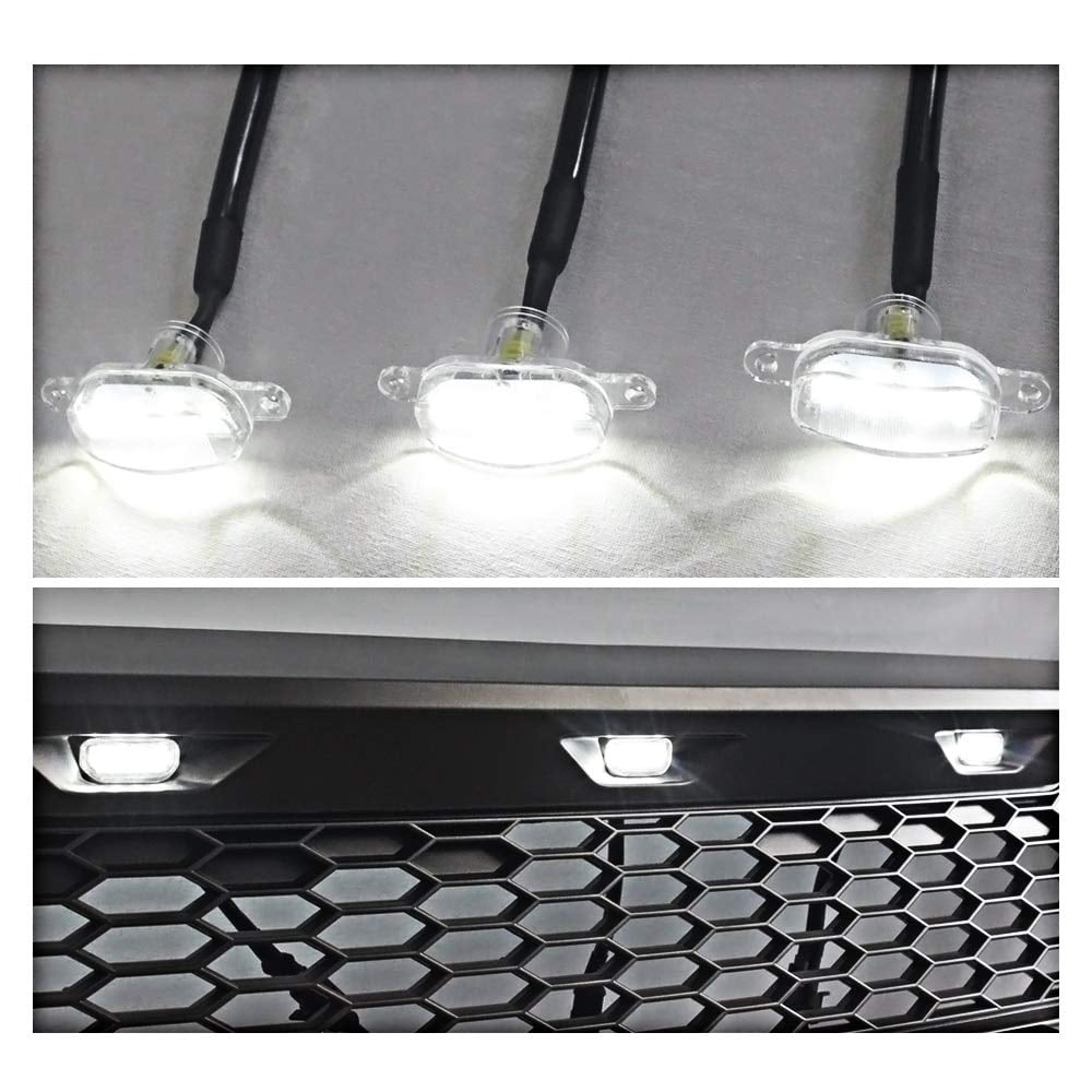 3Pcs Front Grille Led STF9 Lights with Wire Hardness Trim Replacement ...