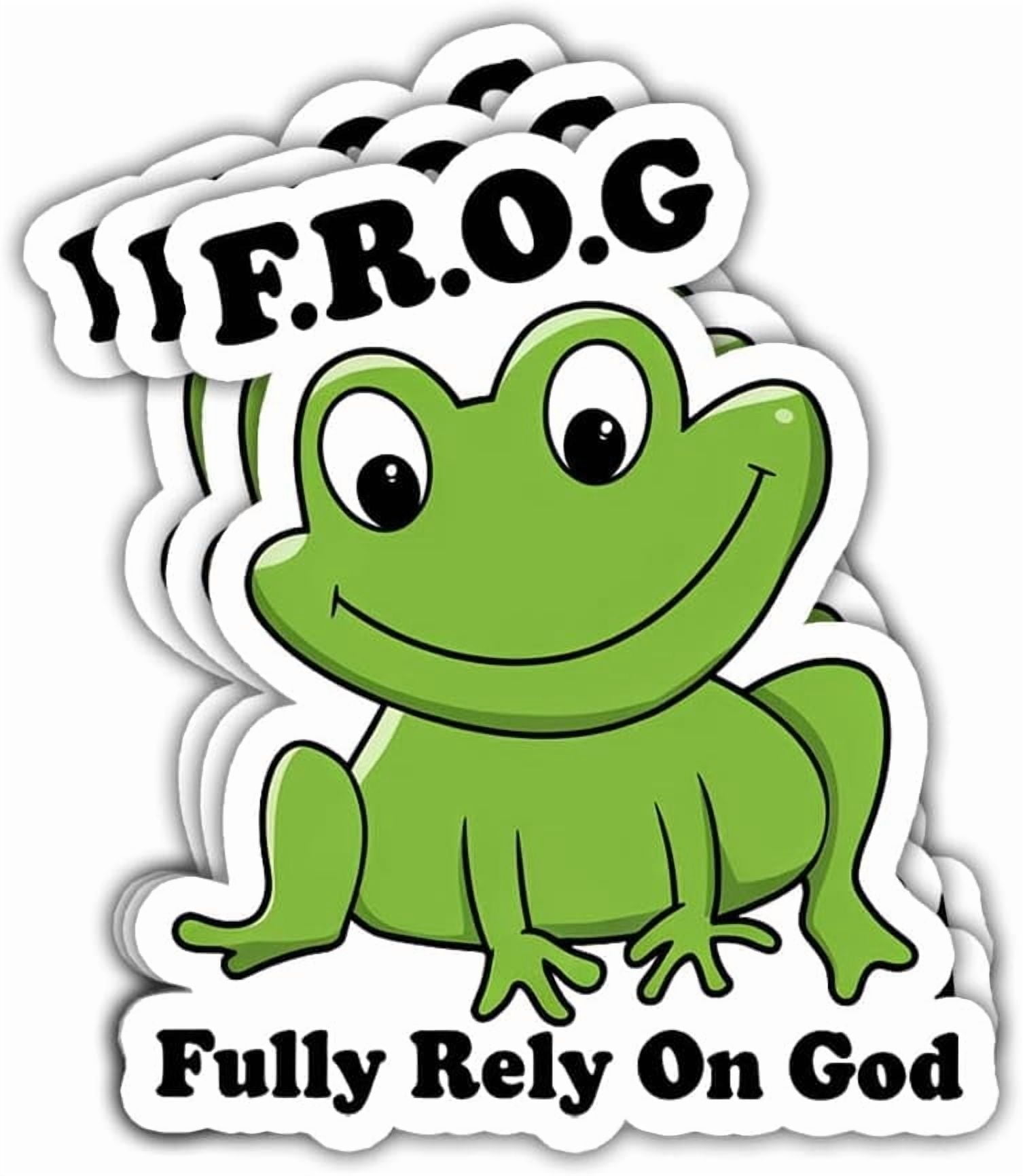 3Pcs Fully Rely On God Frog Sticker Funny God Christian Fully Rely On ...