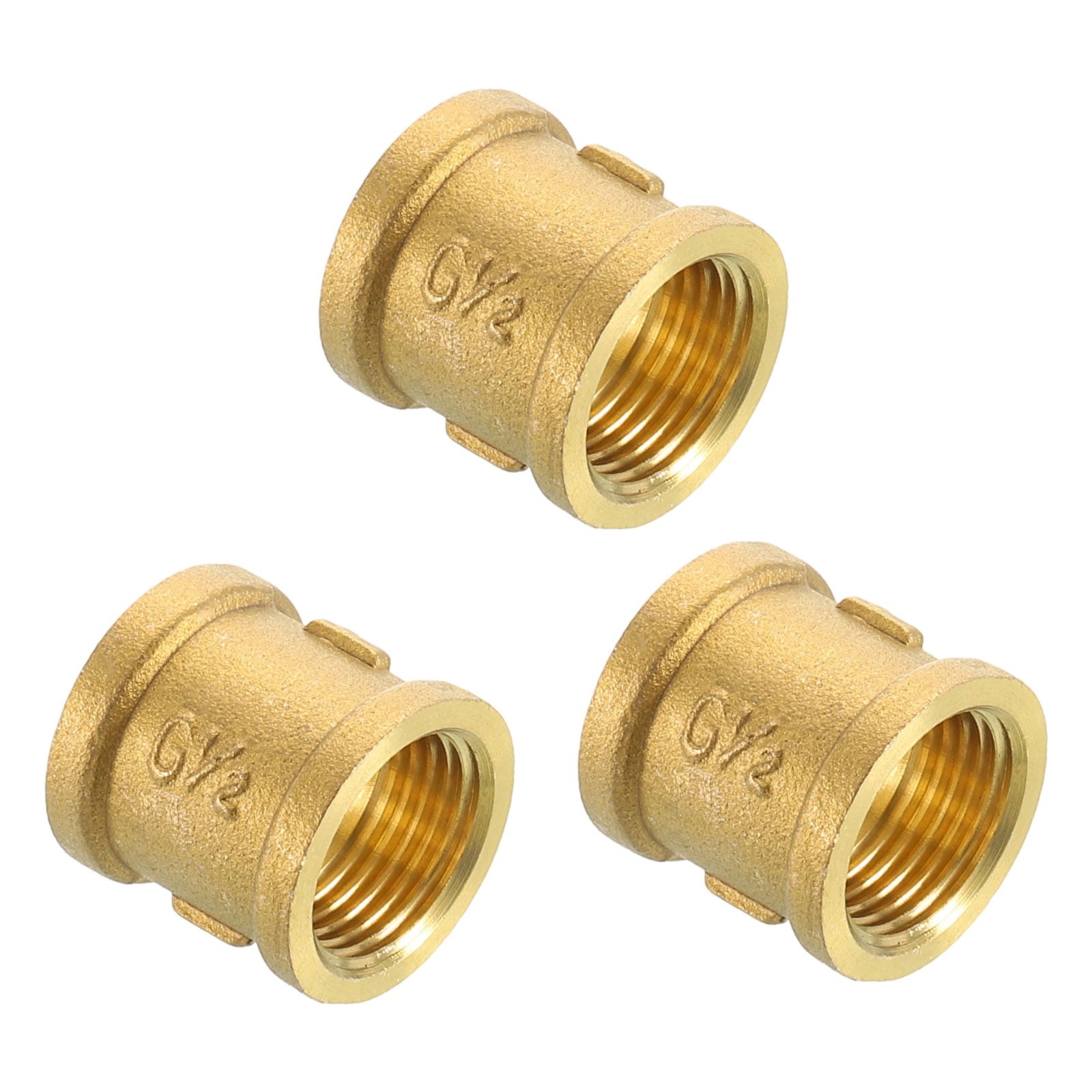 3Pcs G1/2"x1" Brass Pipe Fittings, Coupling Connector Straight Hex ...